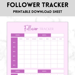 Printable Follower Tracker - Digital Download // Small Business Folower ...