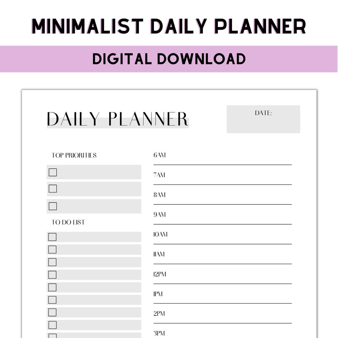 Minimal Daily Planner Printable // Productivity Planner, A4, A5 To-do ...