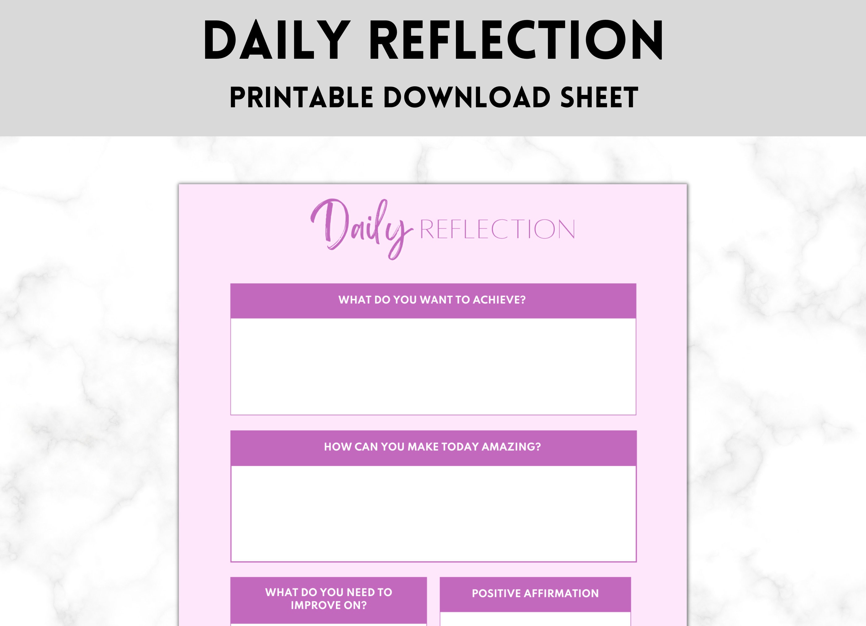 Daily Reflection - Digital Download // Printable Self Care Reflection ...