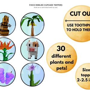 Grow a Garden Roblox Cupcake Toppers: Printable Party Decor (PDF ...