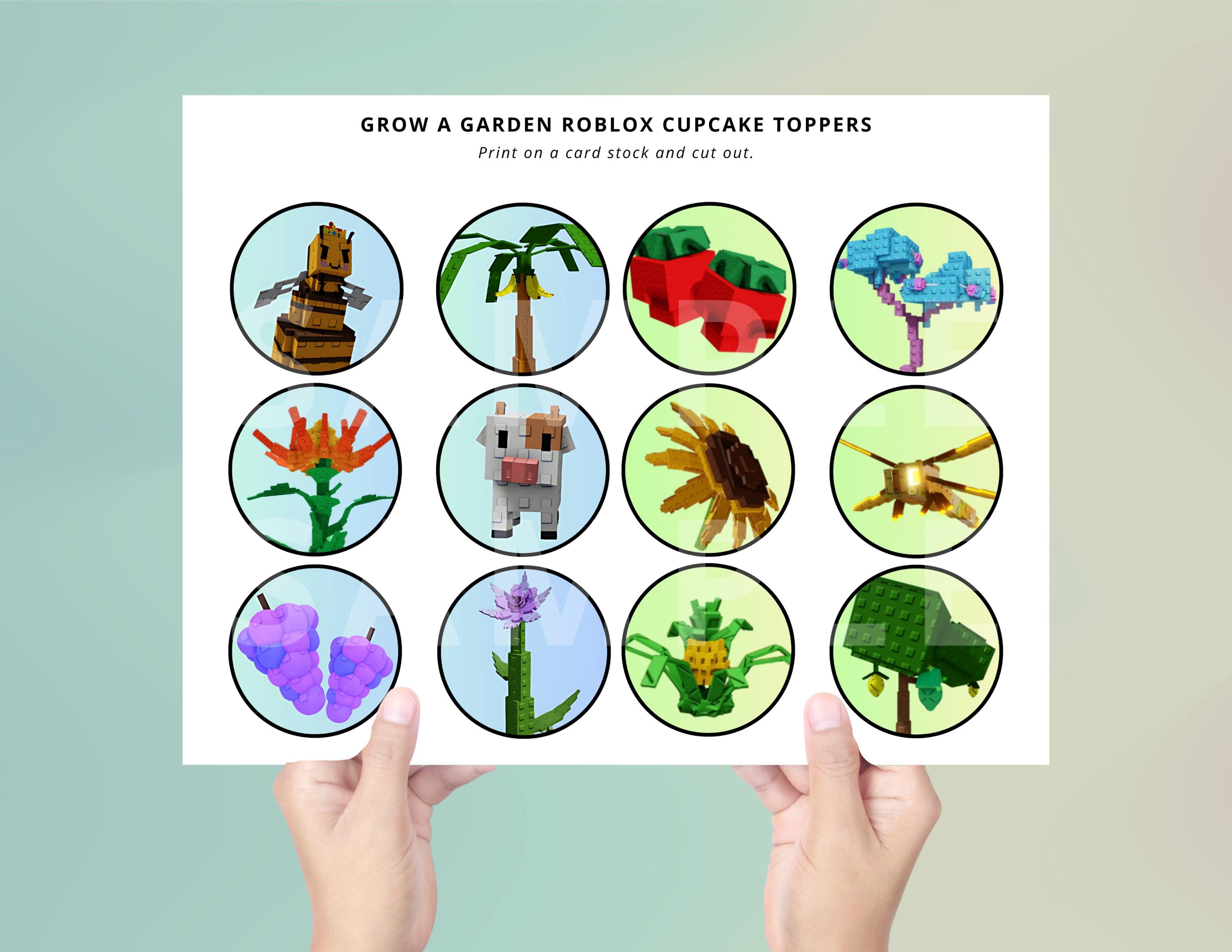 Grow a Garden Roblox Cupcake Toppers: Printable Party Decor (PDF ...