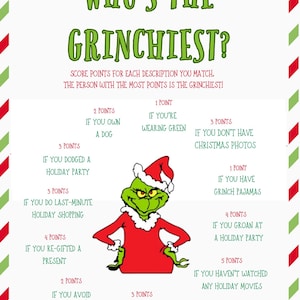 Who's the Grinchiest Christmas Party Game (digital Download) - Etsy