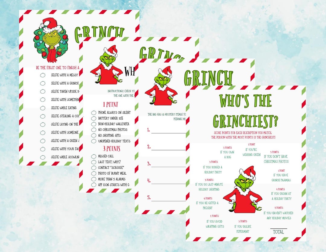 4 Grinch Games Bundle, Funny Grinch Christmas Games for Kids, Christmas ...