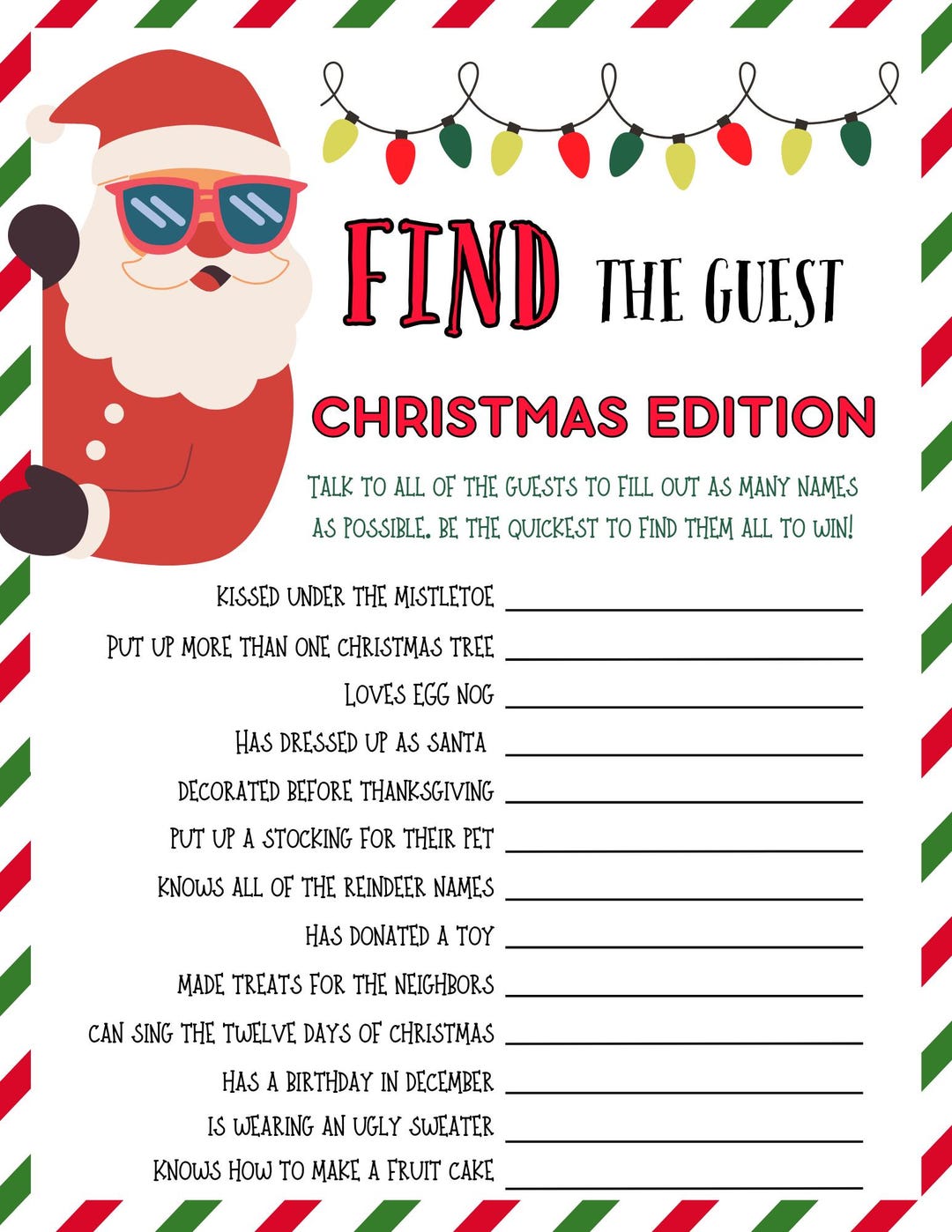 Christmas Find the Guest, Funny Christmas Game, Christmas Party Game ...