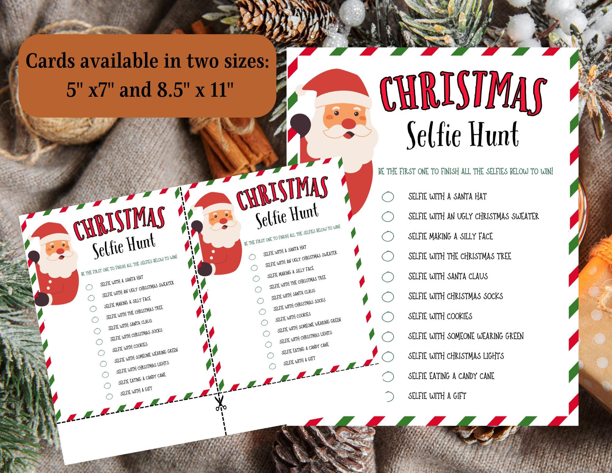 Santa Christmas Selfie Scavenger Hunt, Funny Christmas Photo Selfie ...
