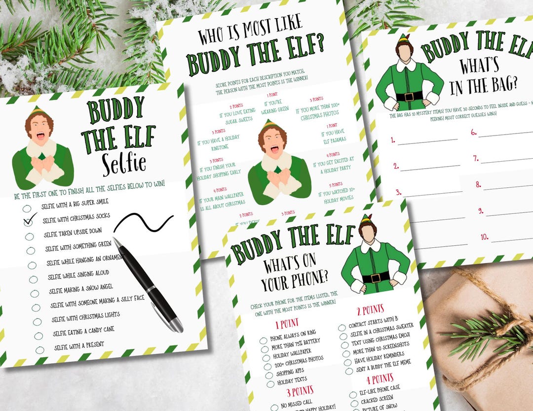 Buddy Elf Movie Games Bundle: Christmas Party Printable (digital ...