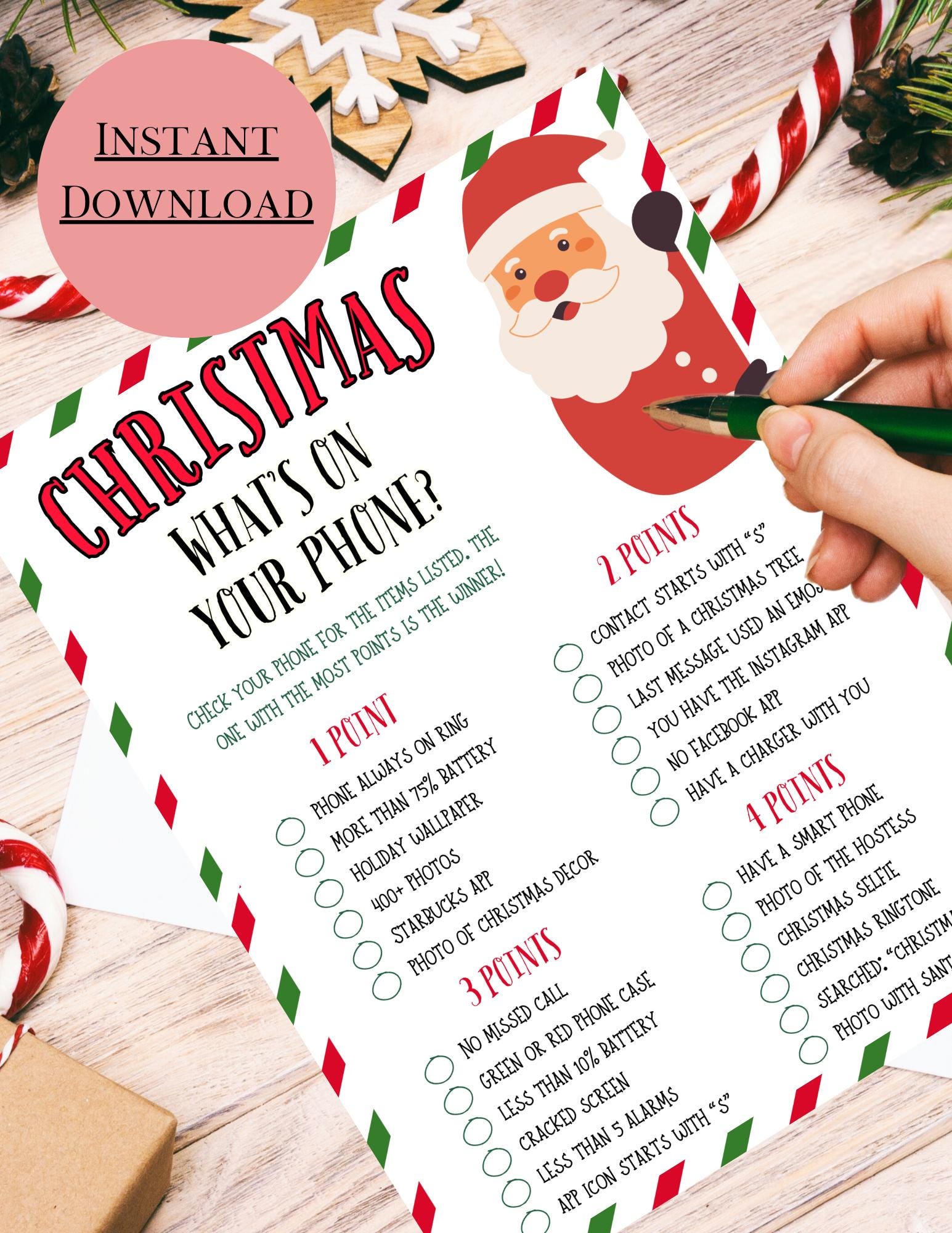 Santa Christmas What's on Your Phone, Funny Christmas Photo Selfie Game ...