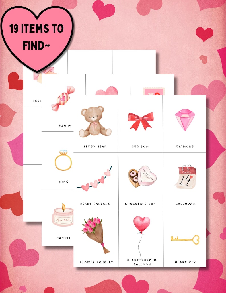 Valentine's Day Scavenger Hunt Game | Printable Kids Activity | 19 ...