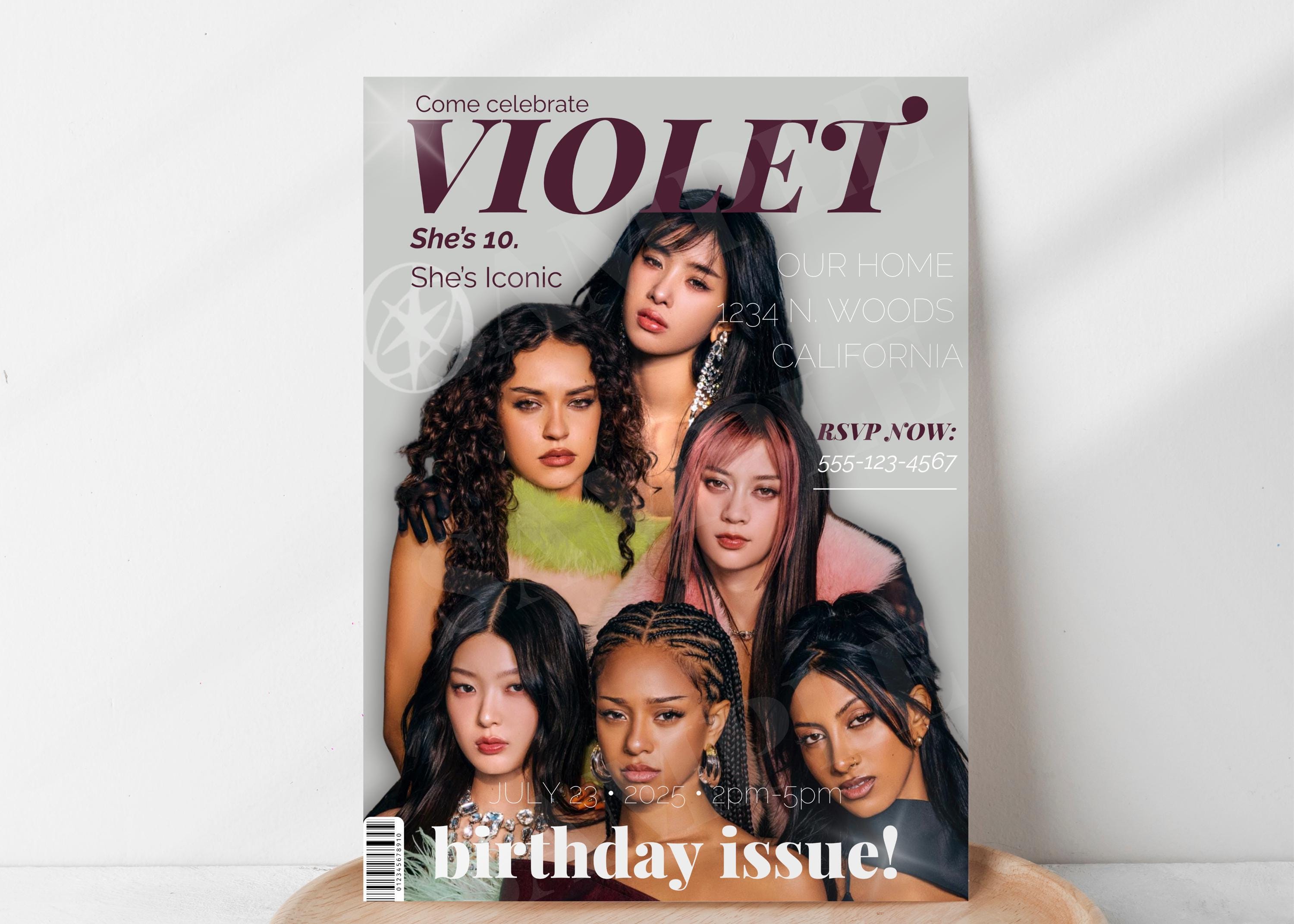 Katseye K-pop Birthday Invitation: Fashion Magazine Style (digital ...