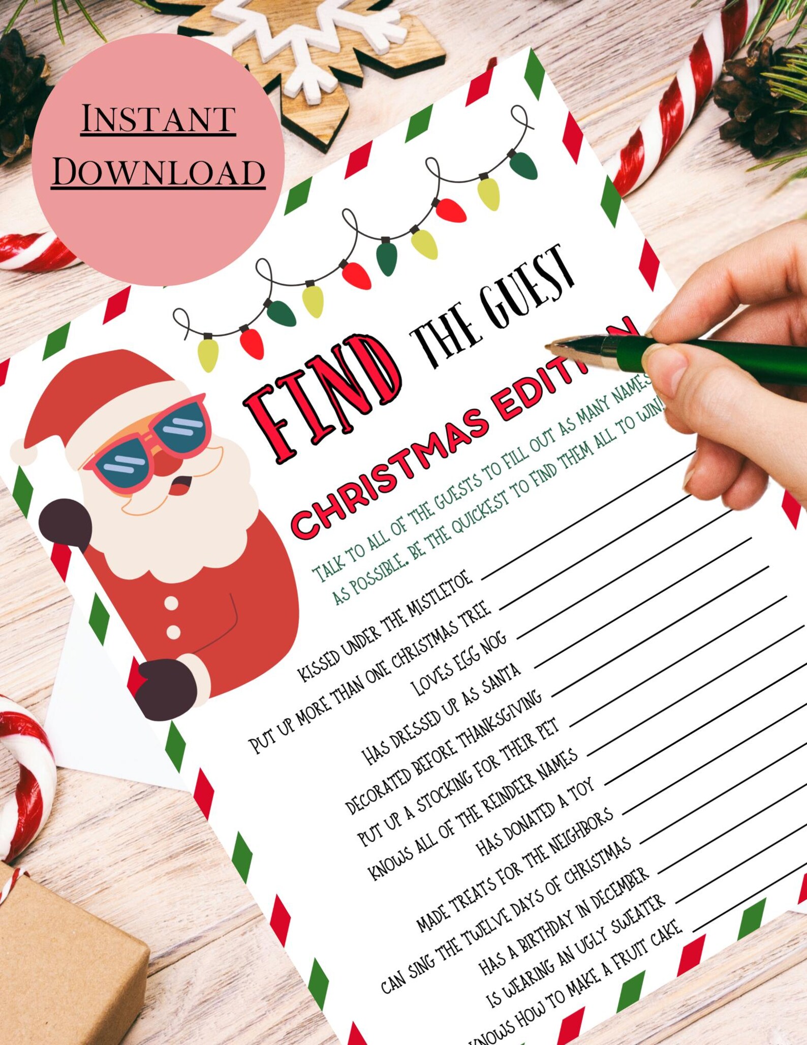 Christmas Find the Guest, Funny Christmas Game, Christmas Party Game ...