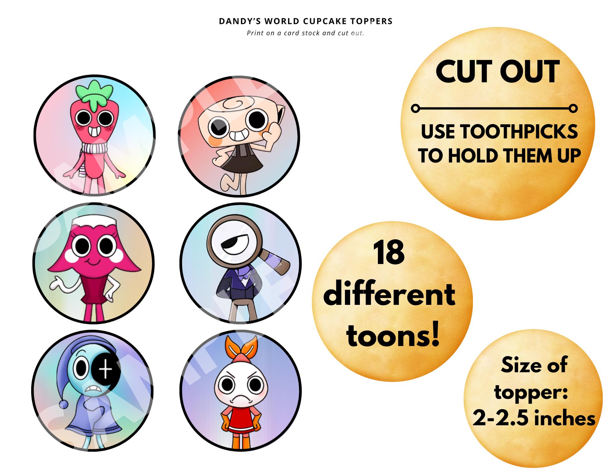 Dandy's World Toons Cupcake Toppers - Unique Toons Character Party ...