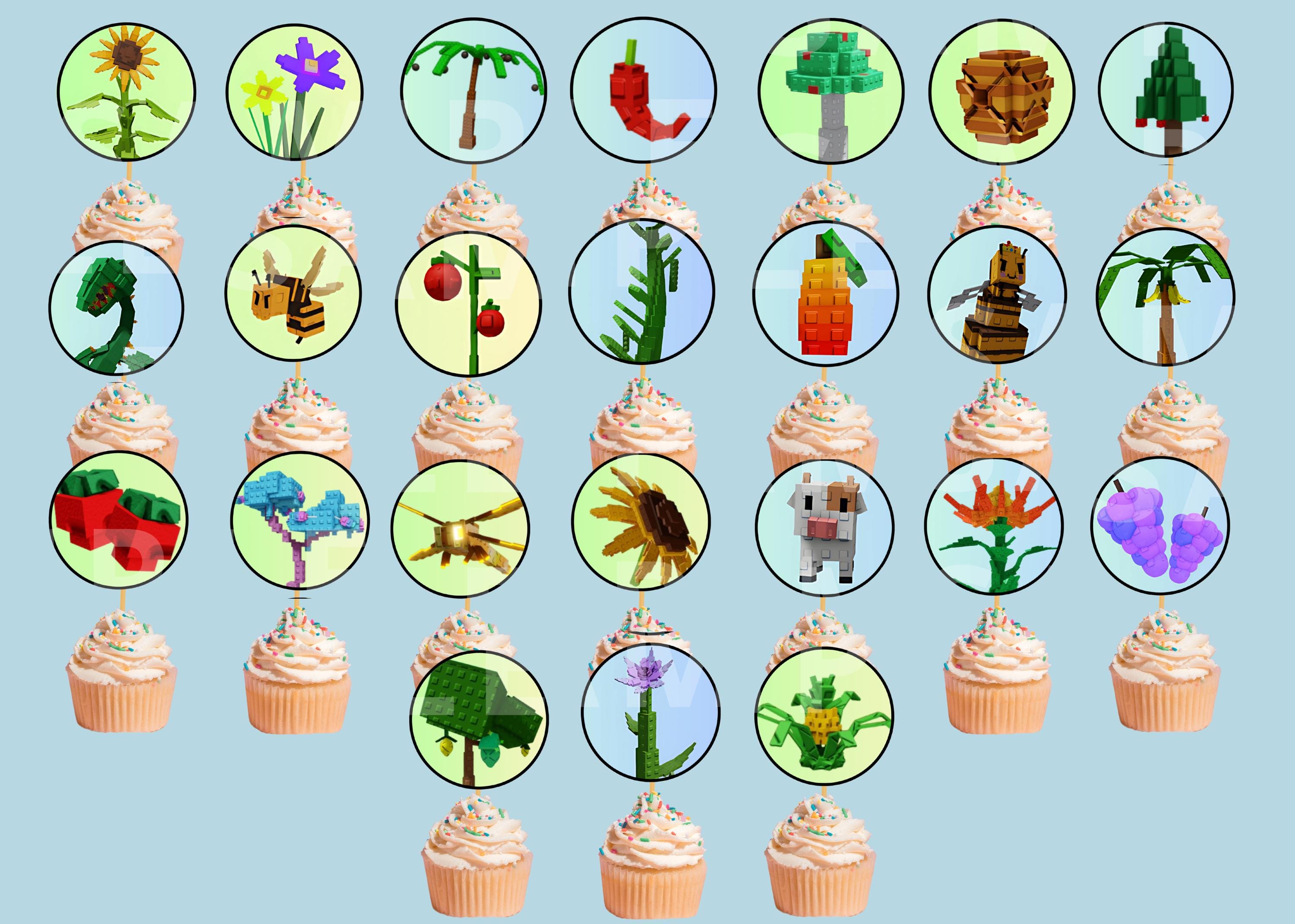 Grow a Garden Roblox Cupcake Toppers: Printable Party Decor (PDF ...