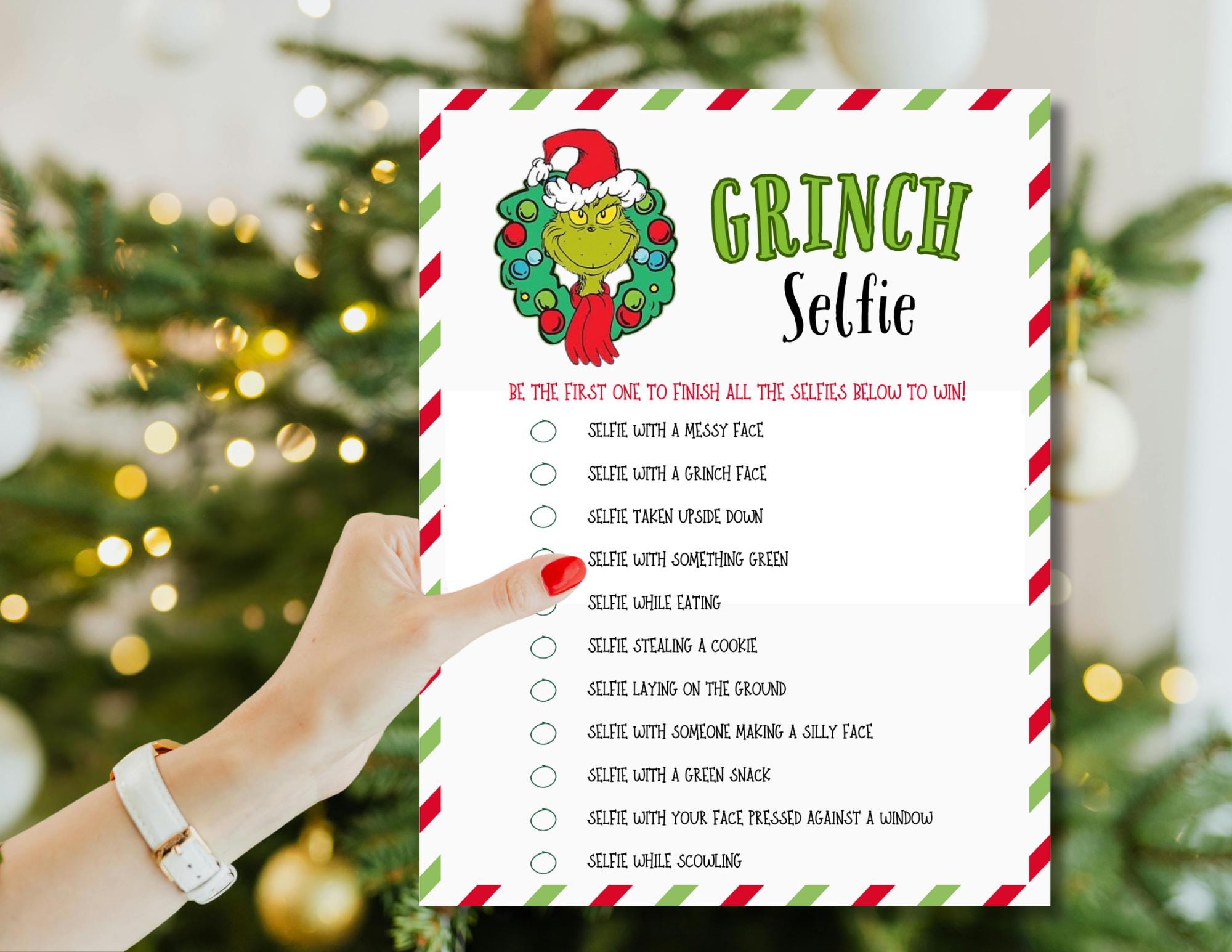Grinch Selfie Scavenger Hunt: Christmas Party Game (digital Download ...