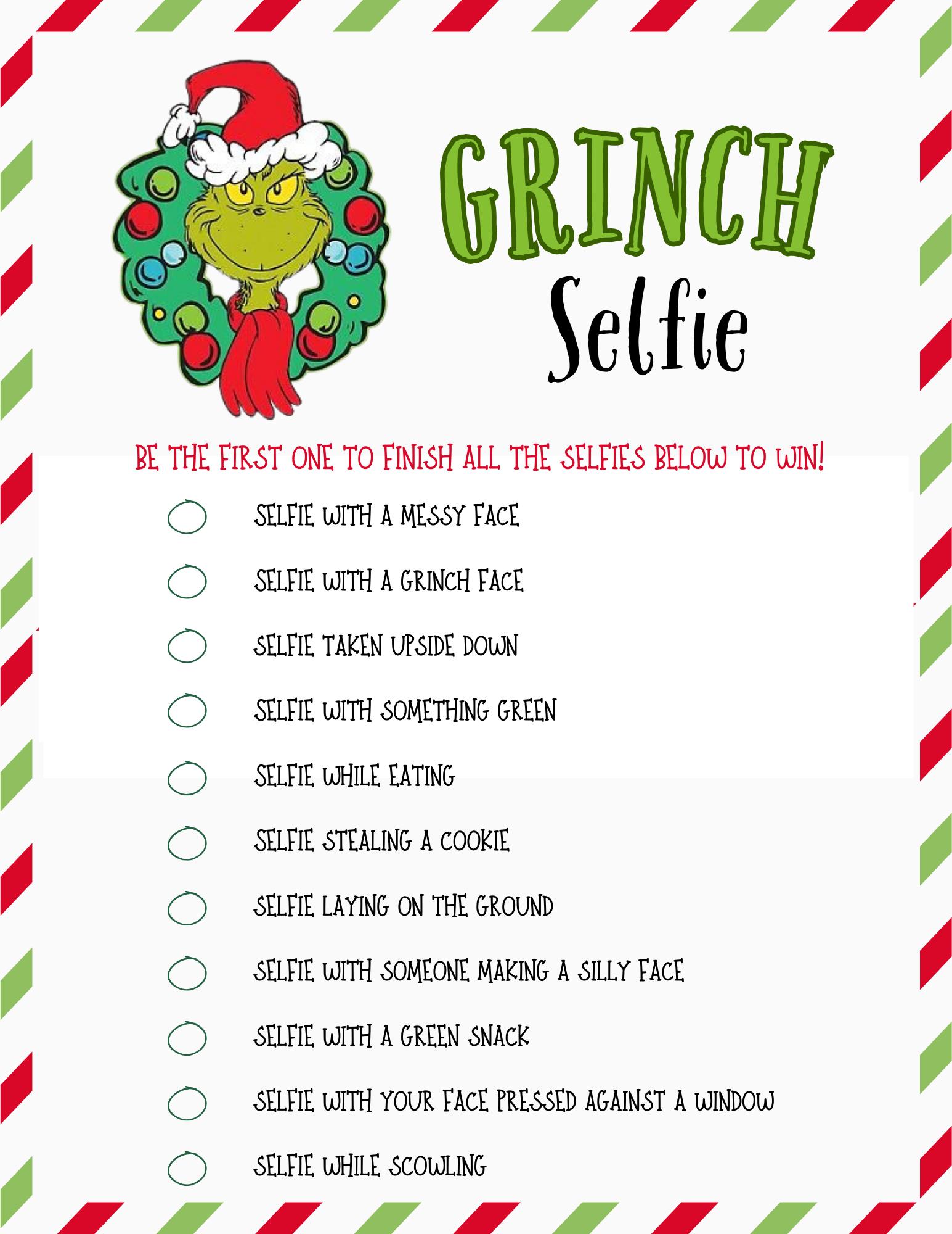 Grinch Selfie Scavenger Hunt: Christmas Party Game (digital Download ...