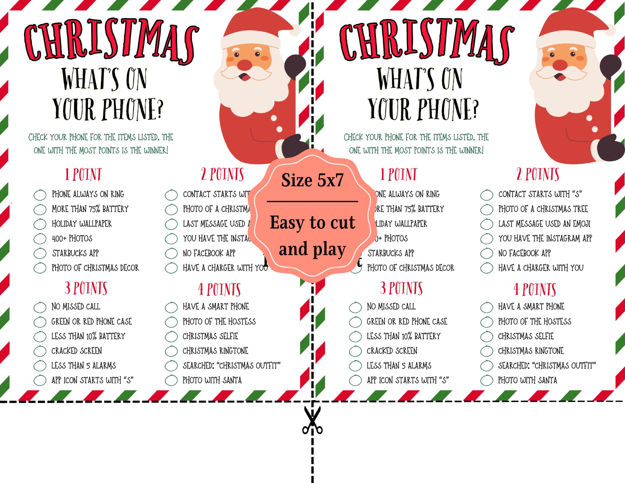 Santa Christmas What's on Your Phone, Funny Christmas Photo Selfie Game ...