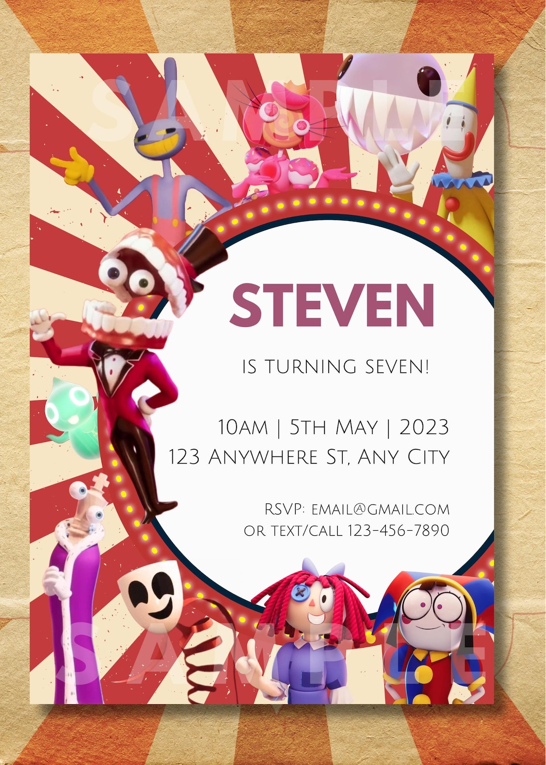 Digital Circus Birthday Party Invitation, Kids Party Digital Download ...