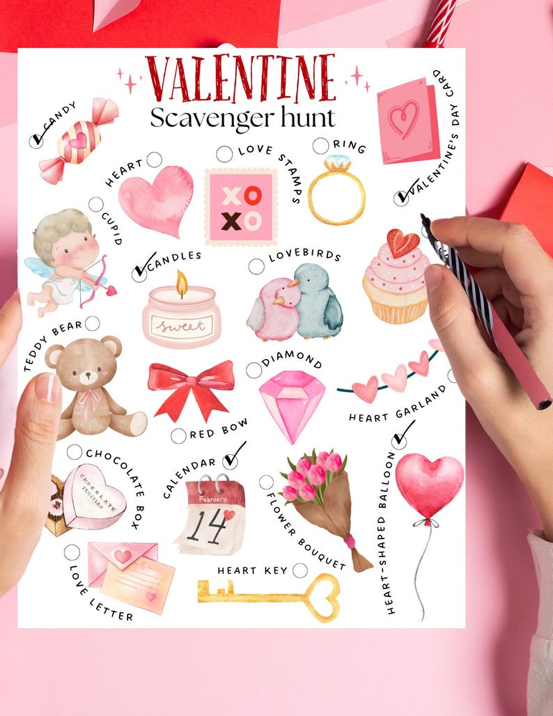 Valentine's Day Scavenger Hunt Game | Printable Kids Activity | 19 ...