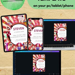 Digital Circus Birthday Invitation: Customizable Kids Party (digital ...