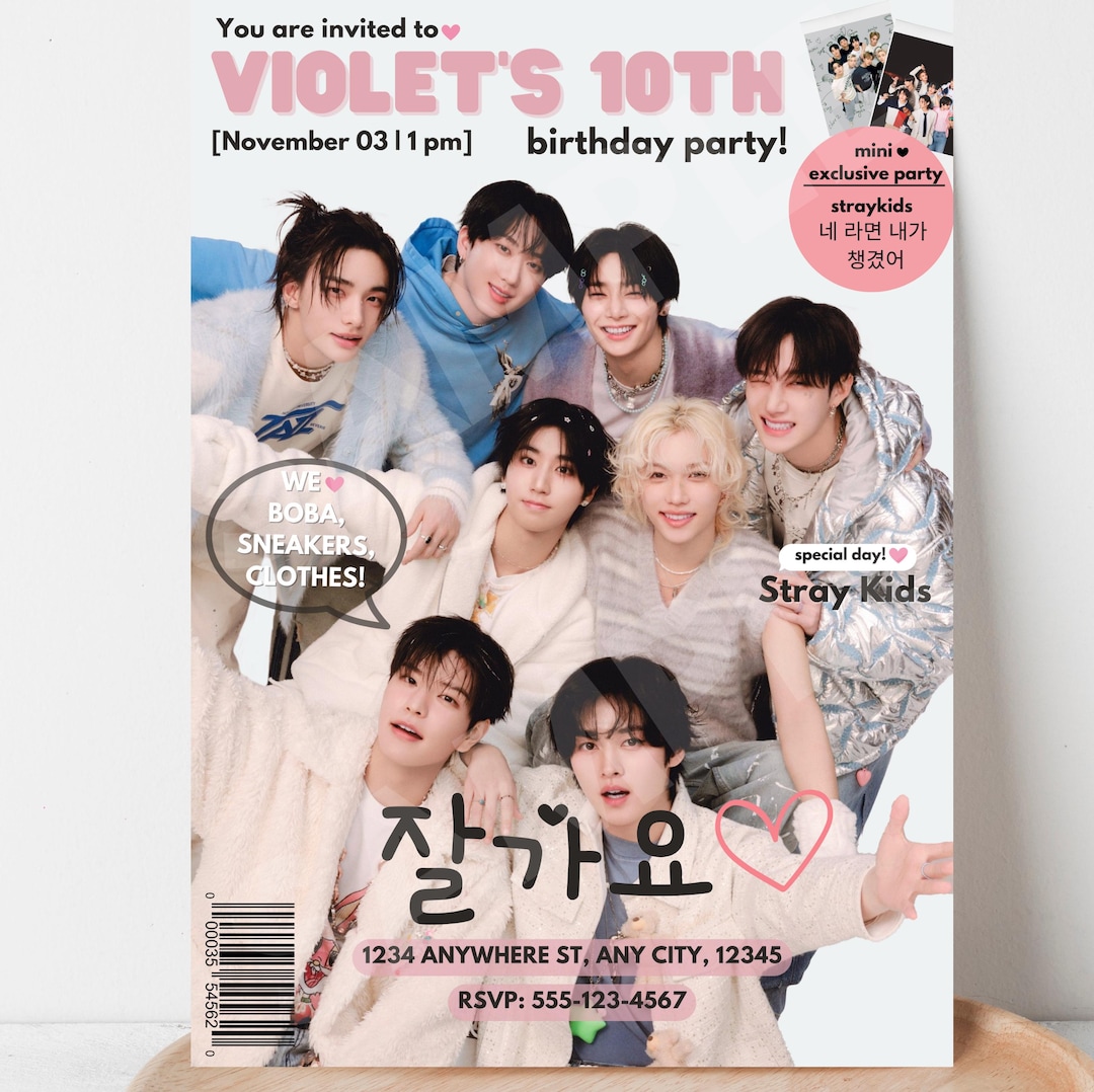 Stray Kids Birthday Invitation | Kpop Party Invite | Printable ...