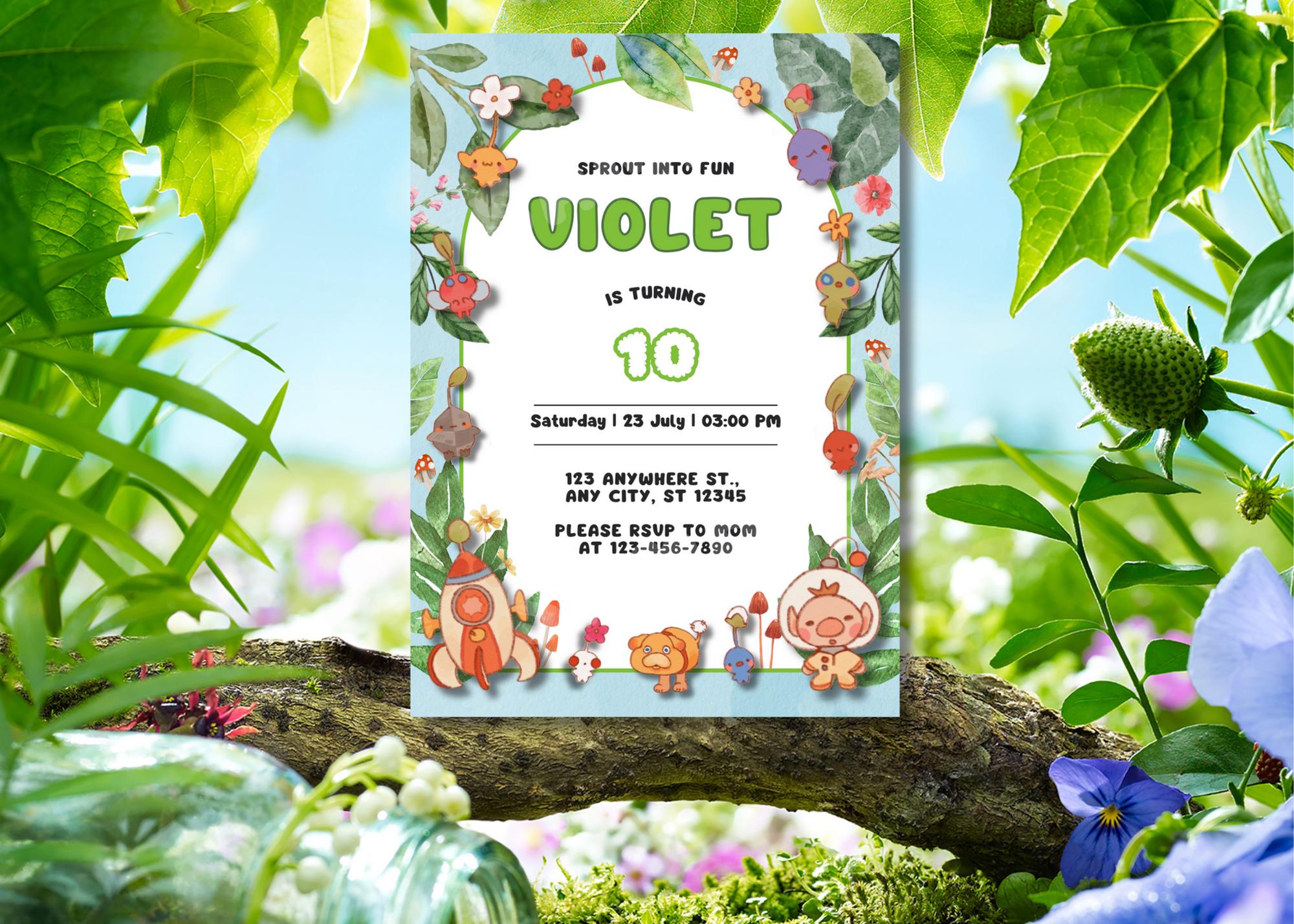 Pikmin-inspired Birthday Invitation • Editable Digital Party Invite ...