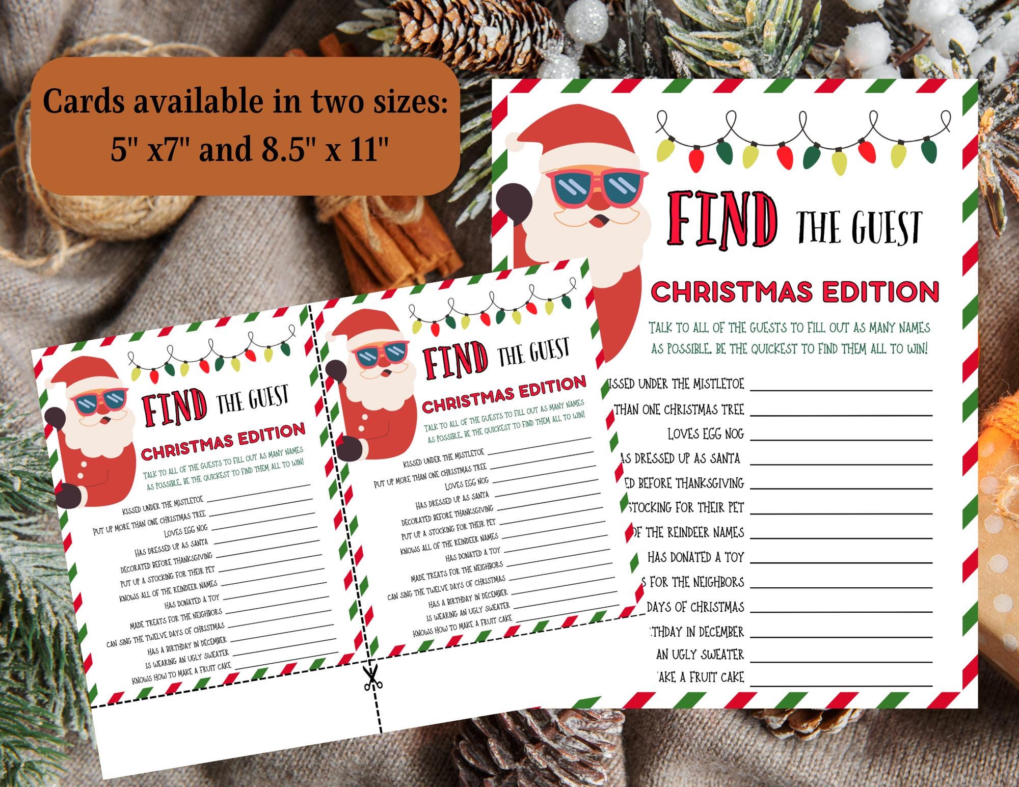 Christmas Find the Guest, Funny Christmas Game, Christmas Party Game ...