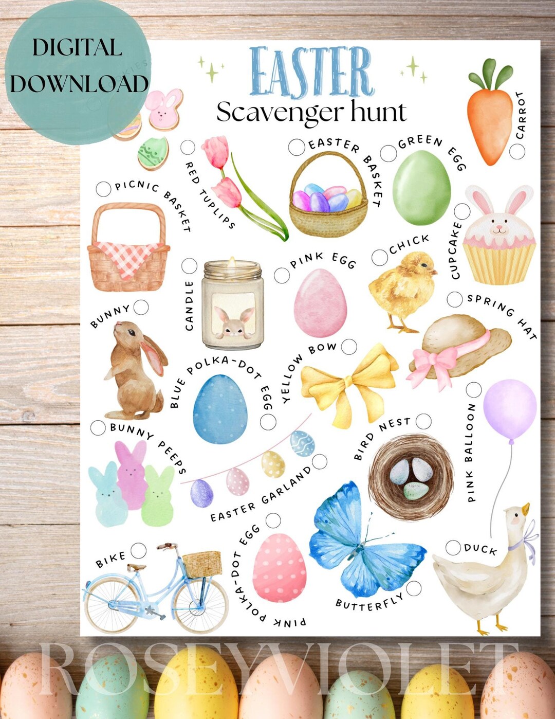 Easter Scavenger Hunt Printable | Watercolor Easter Activity | Kids ...