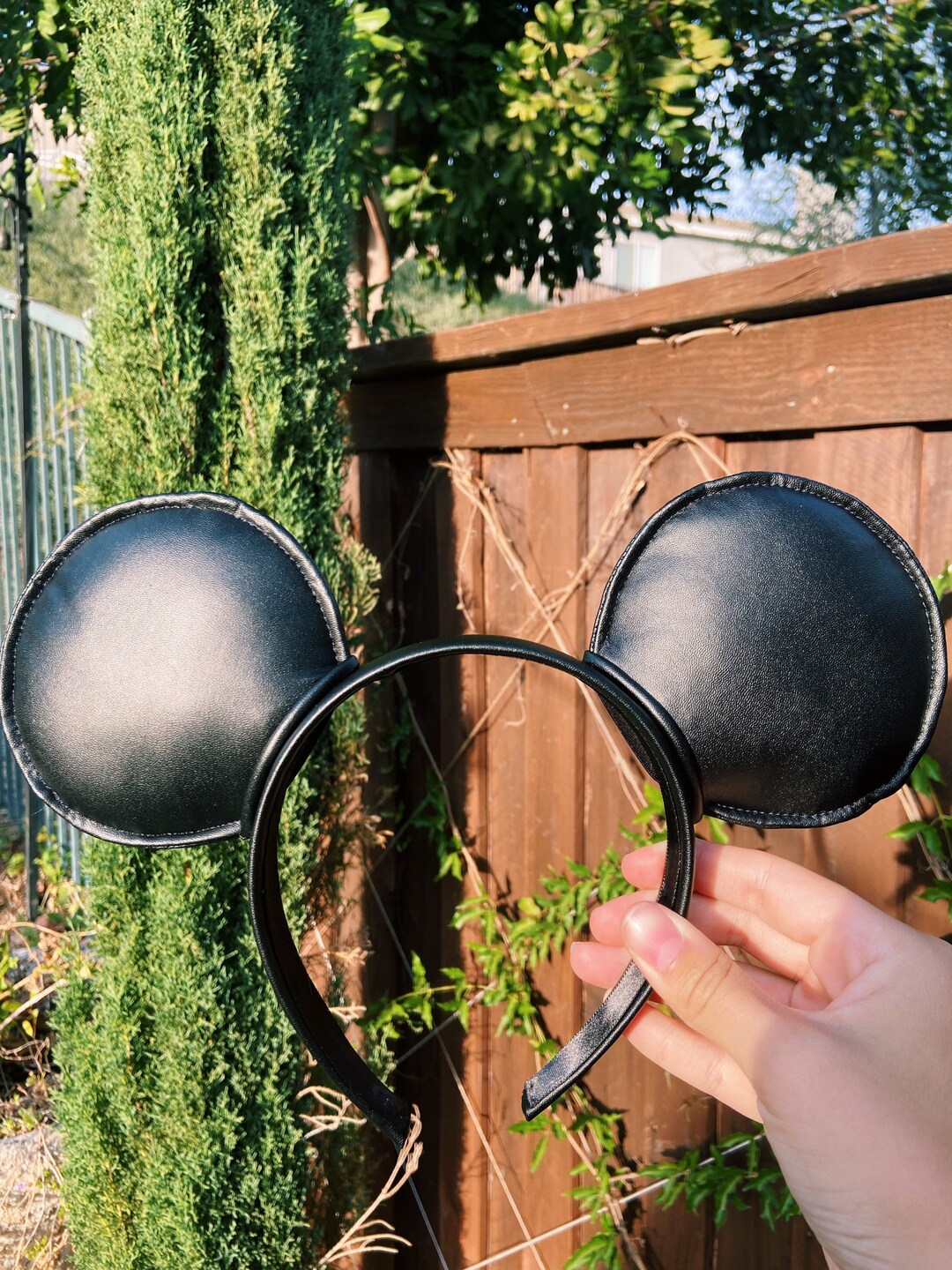 Black Faux Leather Mouse Ears / Black Mouse Ears - Etsy