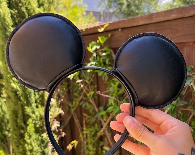 Black Faux Leather Mouse Ears / Black Mouse Ears - Etsy