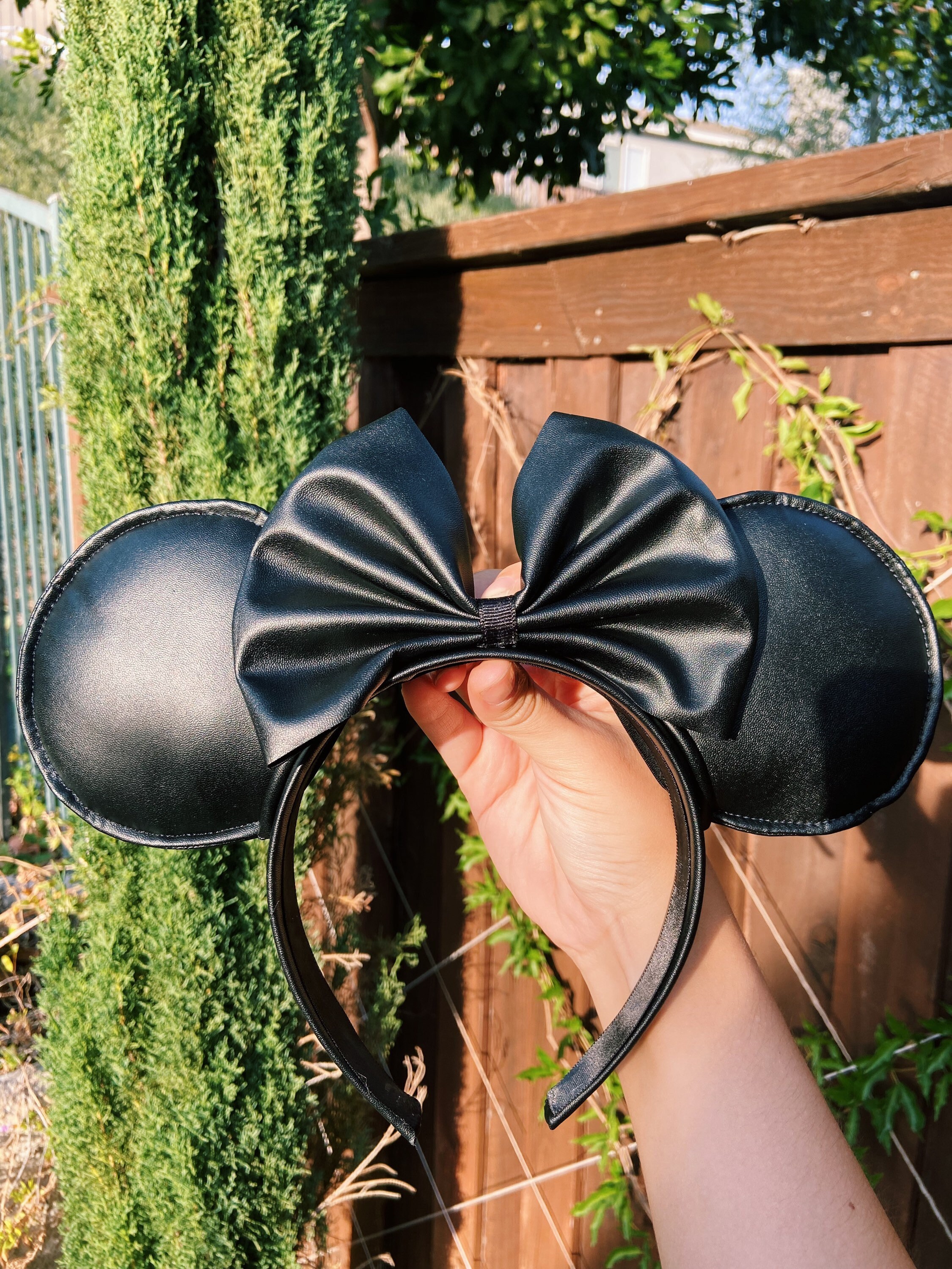 Black Faux Leather Mouse Ears / Black Mouse Ears - Etsy