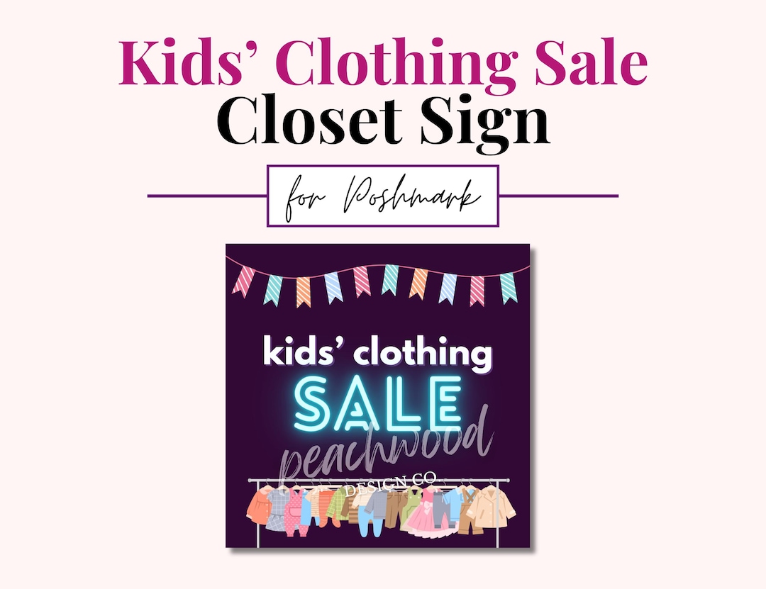 Closet Sign | Kids' Clothing Sale Sign for Poshmark - Sale Sign - Etsy