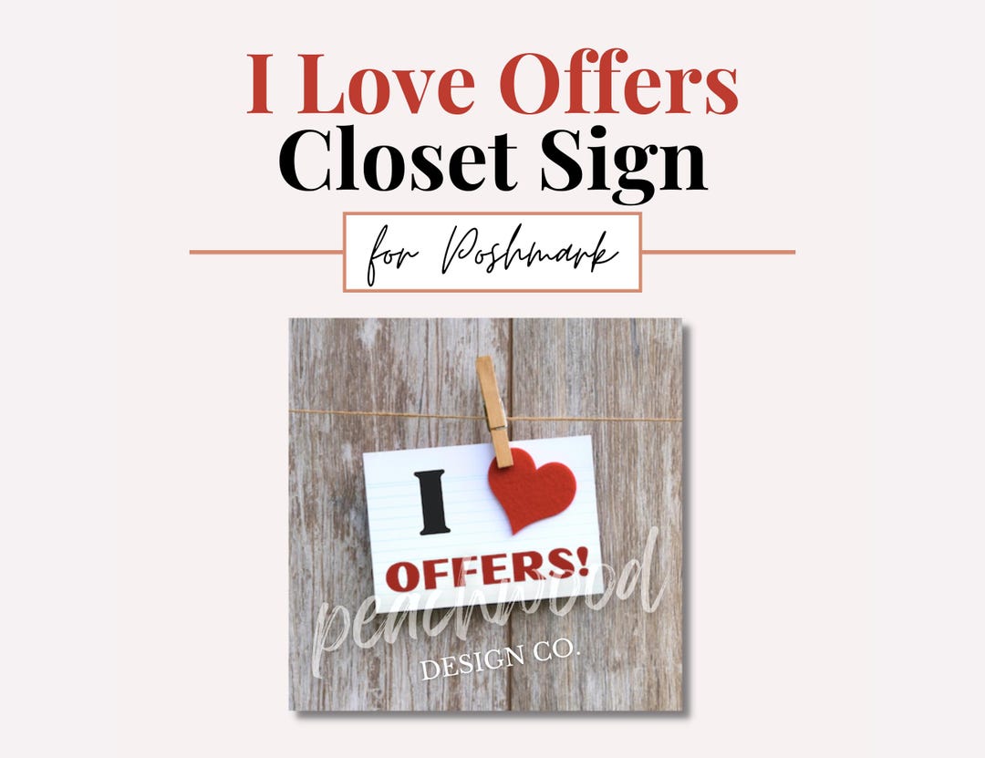 Poshmark Closet Sign | I Love Offers Sign | Reseller Signage (digital ...