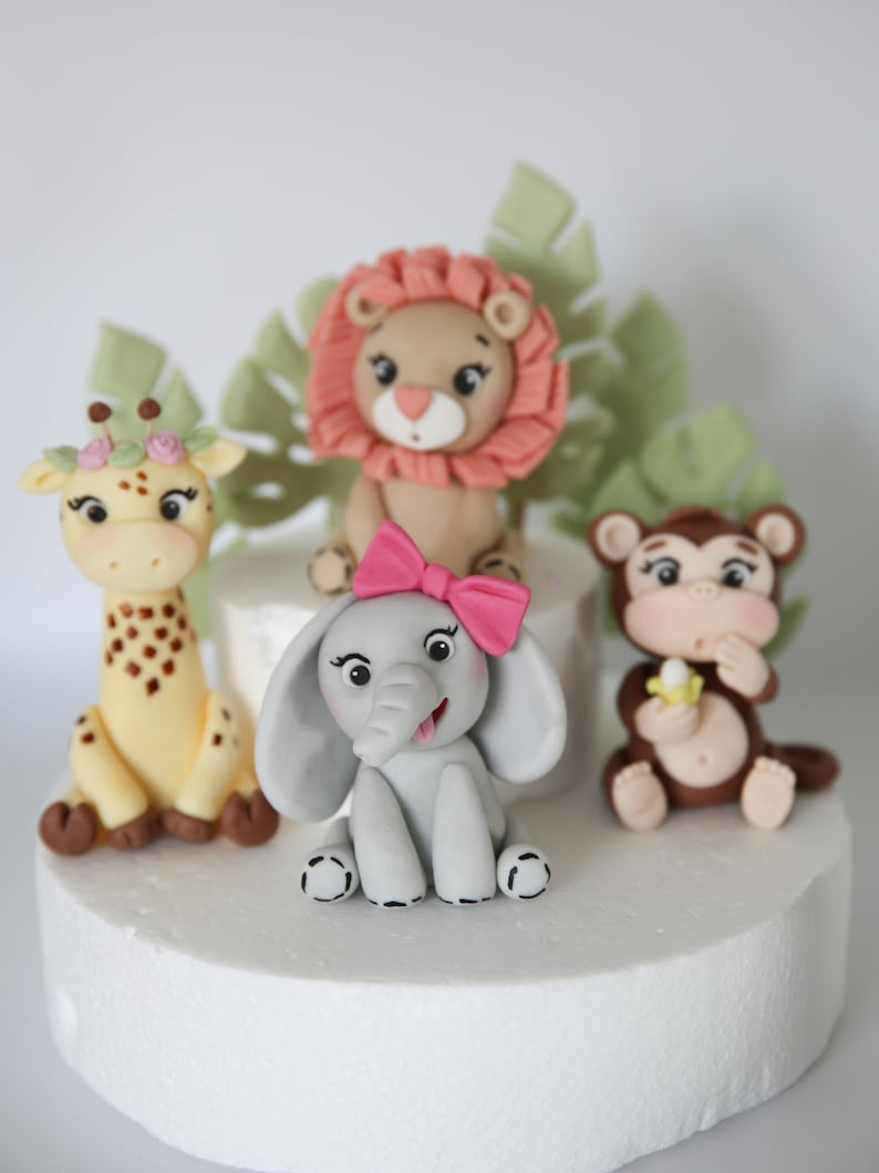 Safari Cake Topper Fondant With Leaves Bundle Cute Female - Etsy