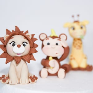 Safari Cake Topper Fondant With Leaves Bundle, Cute Male Animals Edible ...