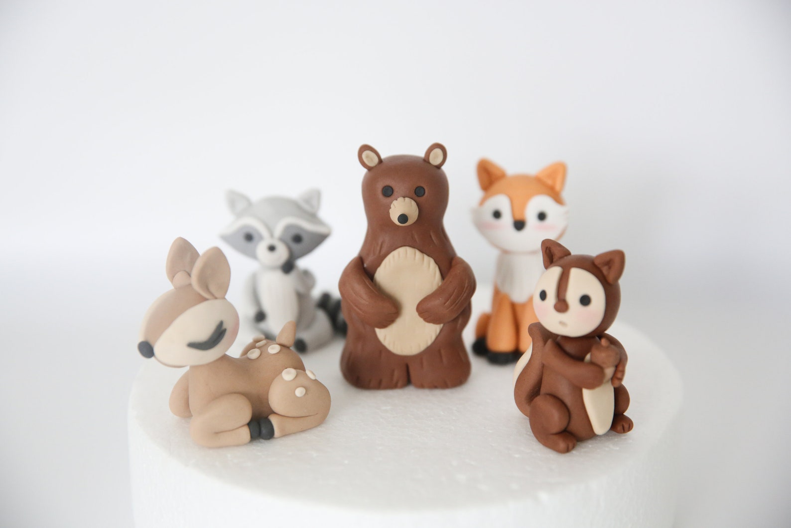 EXTENDED Woodland Animal Cake Topper Fondant With Mushroom and Tree, 6 ...