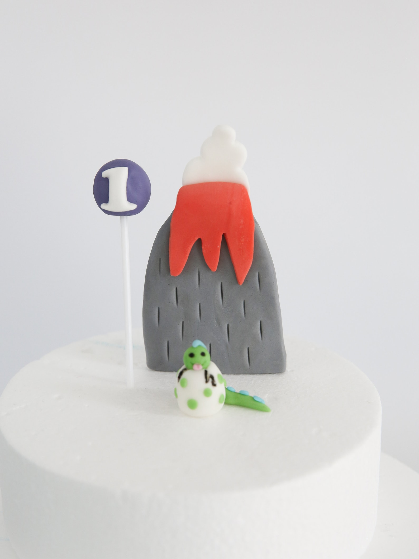 Dinosaur Cake Topper Fondant With Volcano and Balloon Cute - Etsy