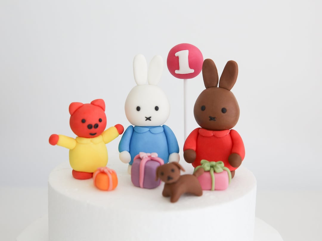 Miffy Cake Topper Fondant With Balloon and Presents Bundle, Cute Miffy ...