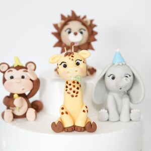 Safari Cake Topper Fondant With Leaves Bundle, Cute Male Animals Edible ...