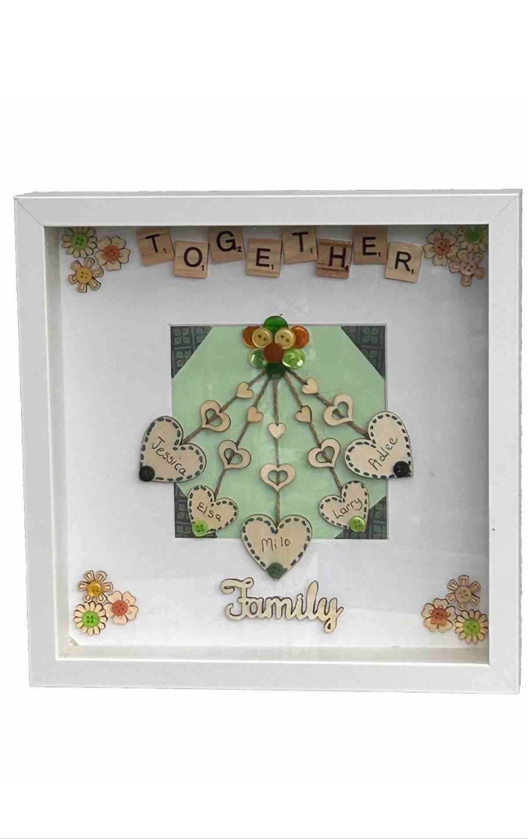 Hand Made Family Tree in 3D Shadow Box Frame Custom Made Personalised ...