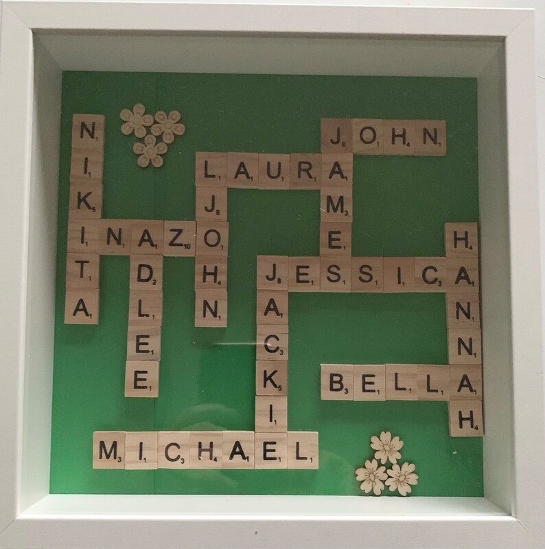 Hand Made Scrabble Family Tree in 3D Shadow Box Frame Custom Made ...