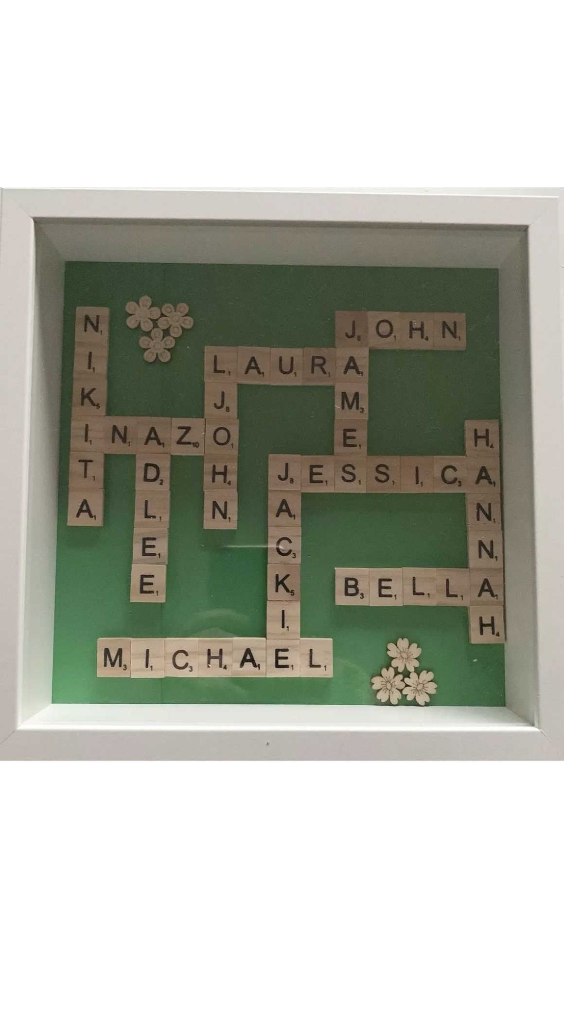 Hand Made Scrabble Family Tree in 3D Shadow Box Frame Custom Made ...