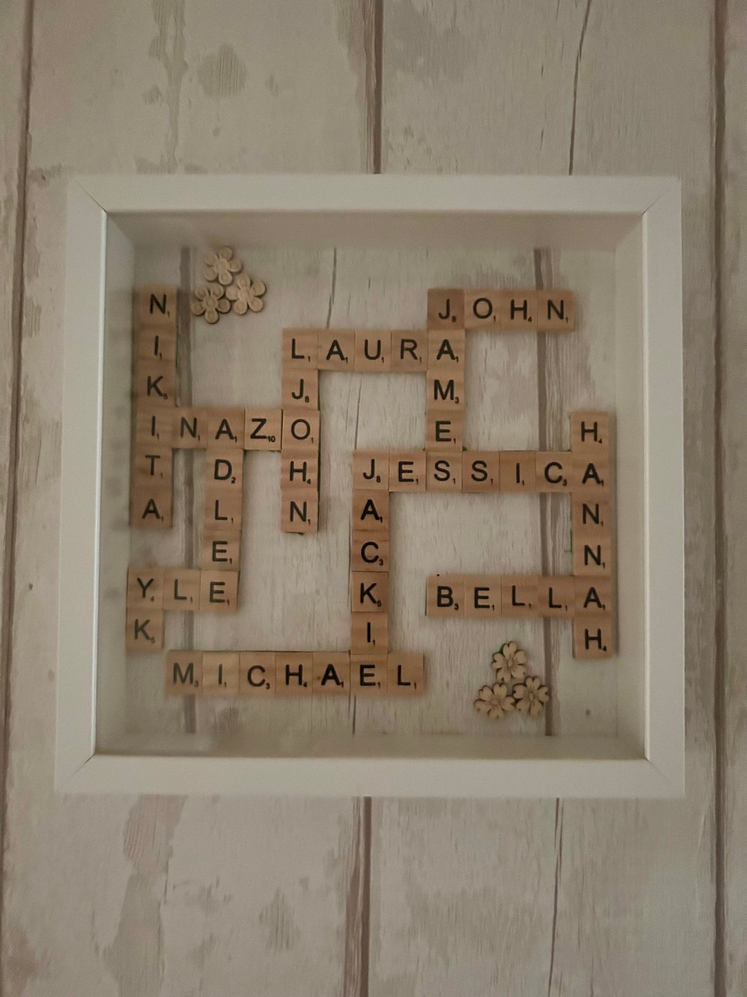 Hand Made Scrabble Family Tree in 3D Shadow Box Frame Custom Made ...