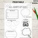 Printable Father's Day Card| All About Dad| for Fathers Day| Gift ...