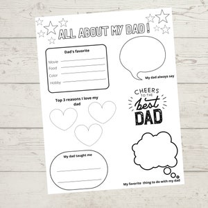 Printable Father's Day Card| All About Dad| for Fathers Day| Gift ...
