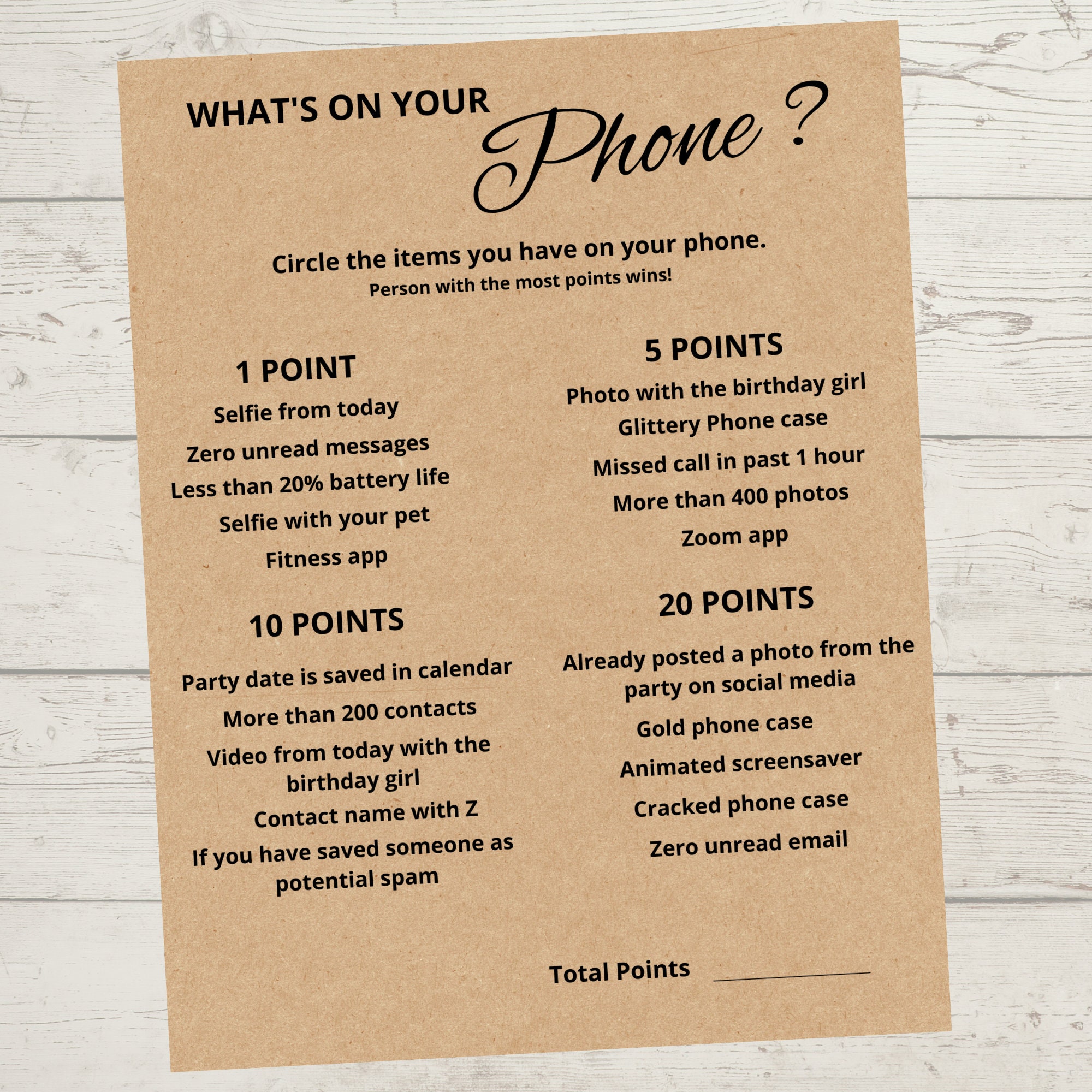 Birthday Games , What is on Your Phone, Adult Birthday Party ,birthday ...