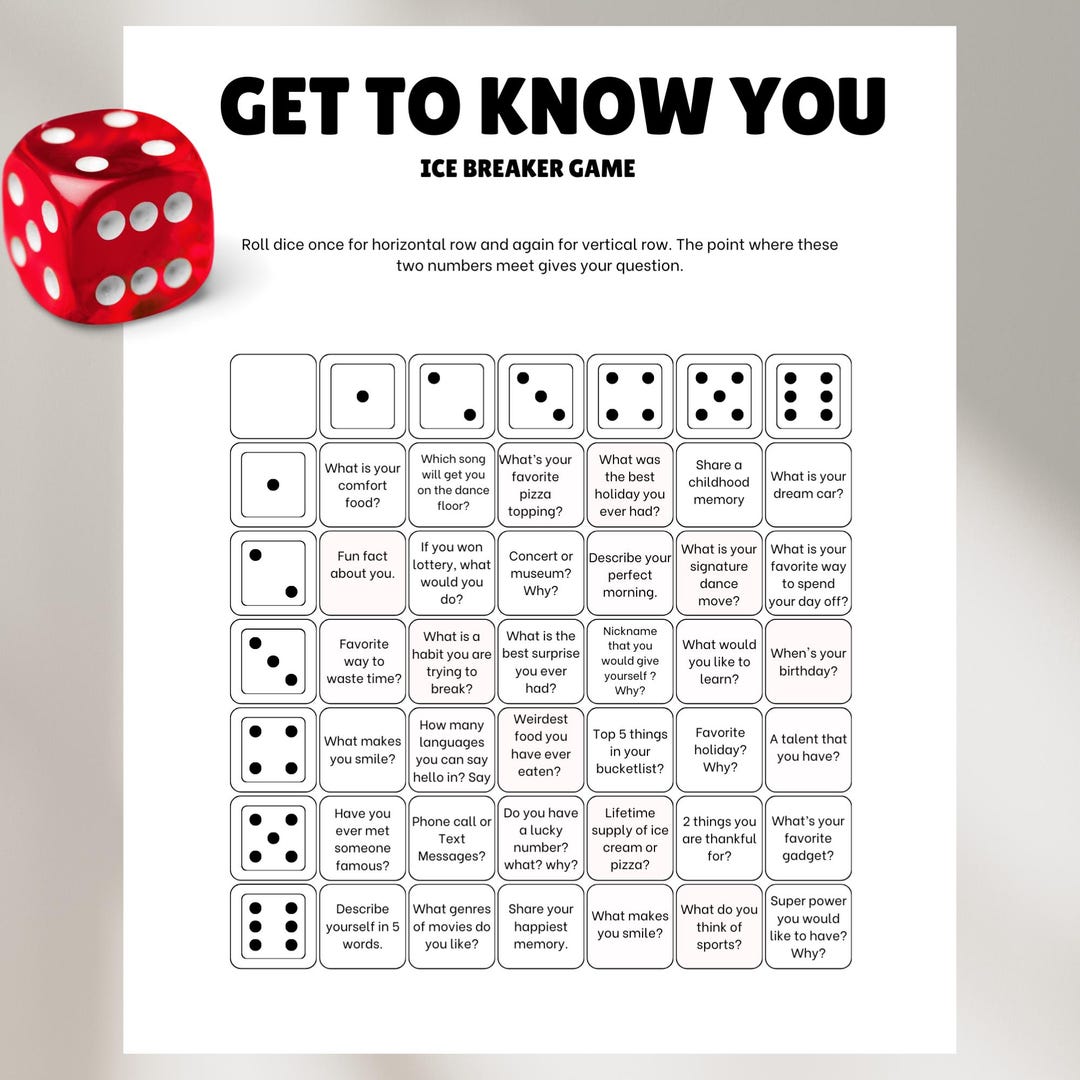 Ice Breaker Game: Get to Know You - Office Party (PDF) - Etsy