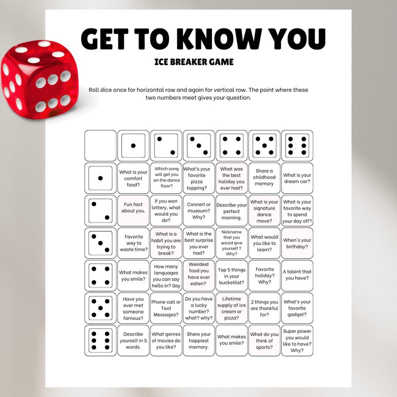 Adult Party Games, Get to Know You, Ice Breaker Games, Fun, Printable ...