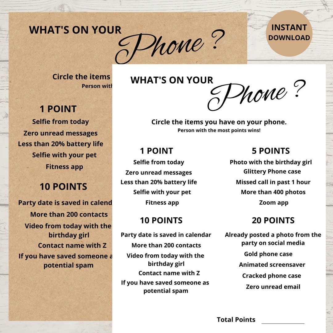 Birthday Games , What is on Your Phone, Adult Birthday Party ,birthday ...