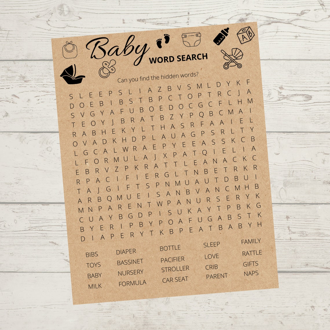 Word Search | Baby Shower Game | Printable Baby Shower Games | Gender ...
