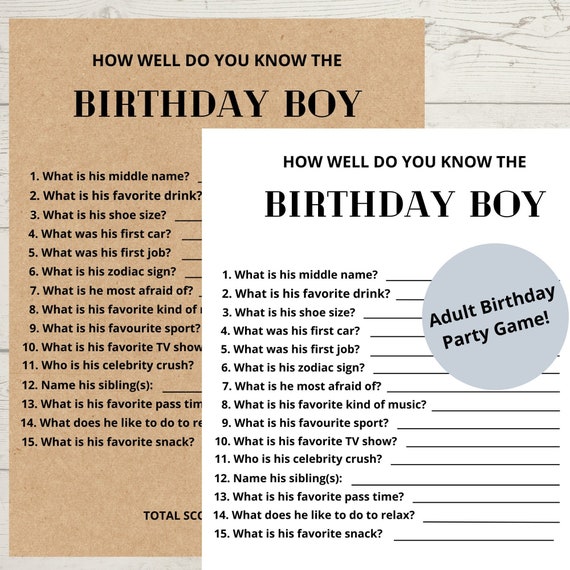 How Well Do You Know the Birthday Boy Who Knows the Birthday - Etsy