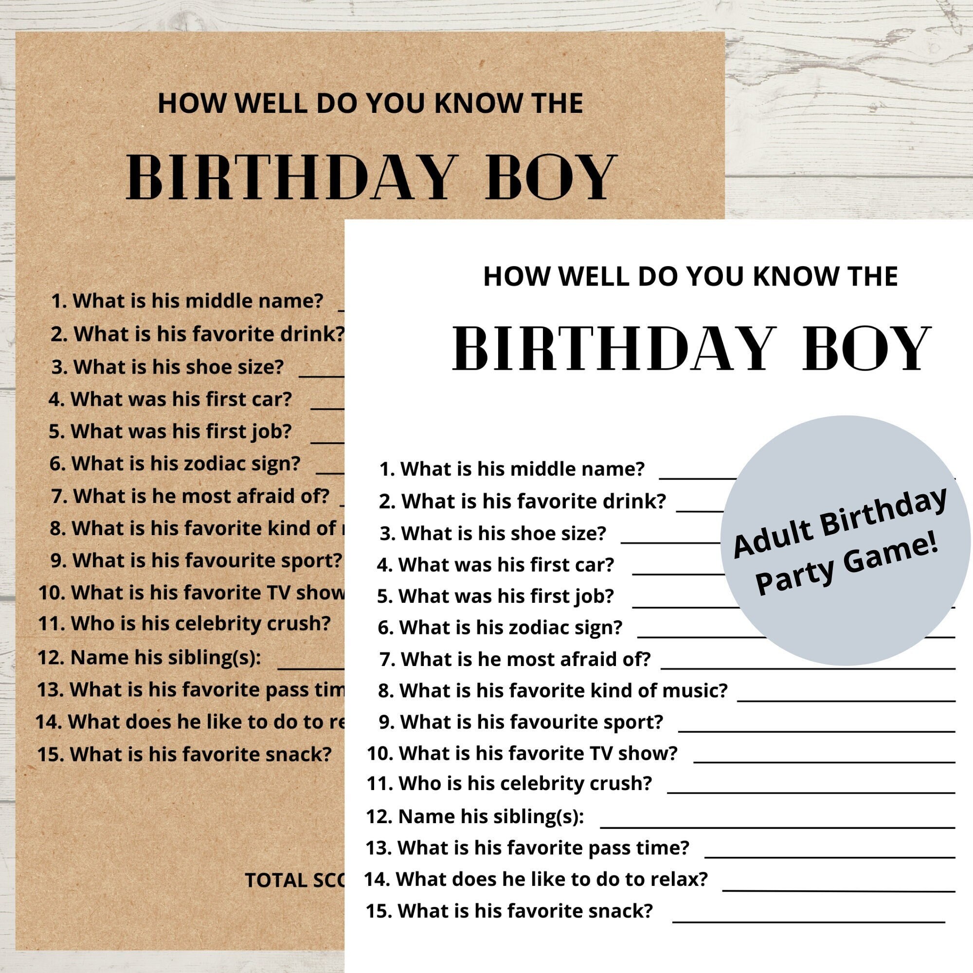 How Well Do You Know the Birthday Boy Game (PDF) Digital Download Who ...